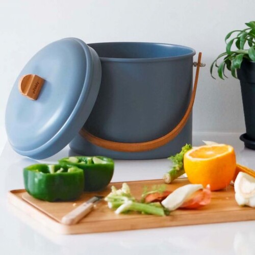 Seau à compost 7 litres Gris Ardoise en acier avec son filtre en ...