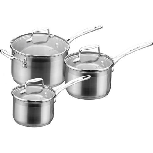 Set de 3 casseroles inox de 16, 18 & 20 cm avec leurs couvercles ...