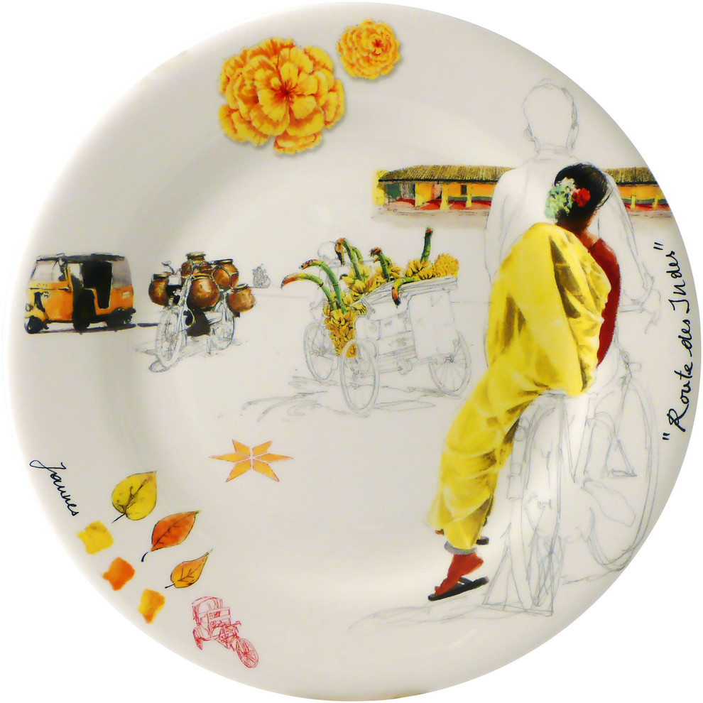 Assiette Dessert 22 cm Jaune ROUTE DES INDES - 1748ADE350 - FAÏENCERIE ...