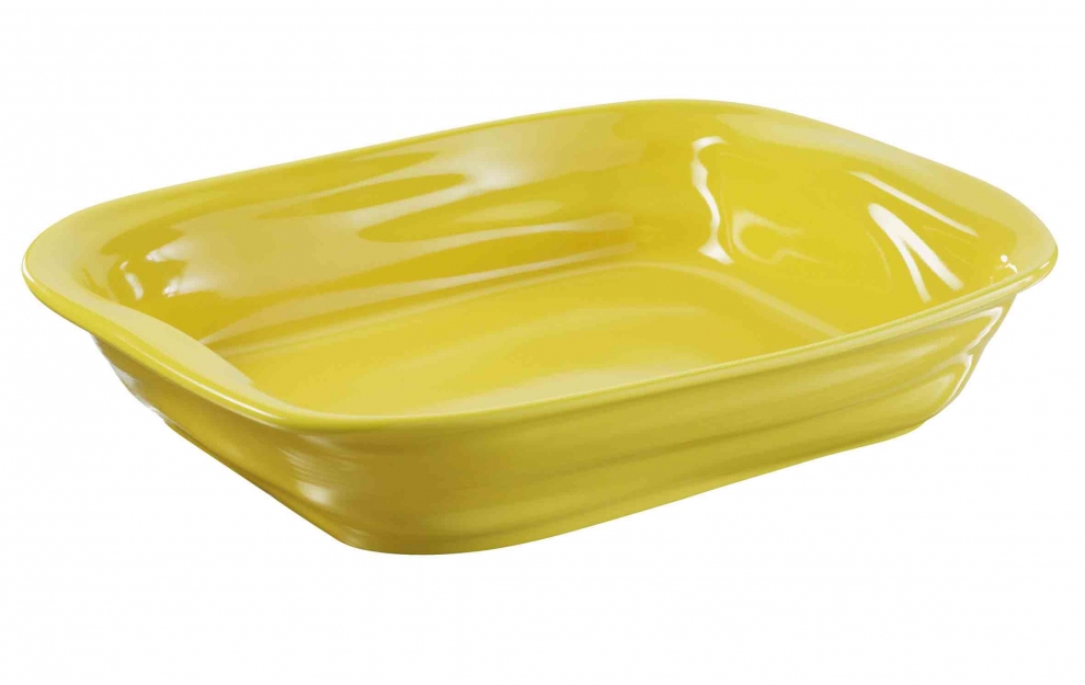 Plat rectangulaire jaune Sychelles froissé 38,5 x 28,5 cm Hauteur 7,5 ...