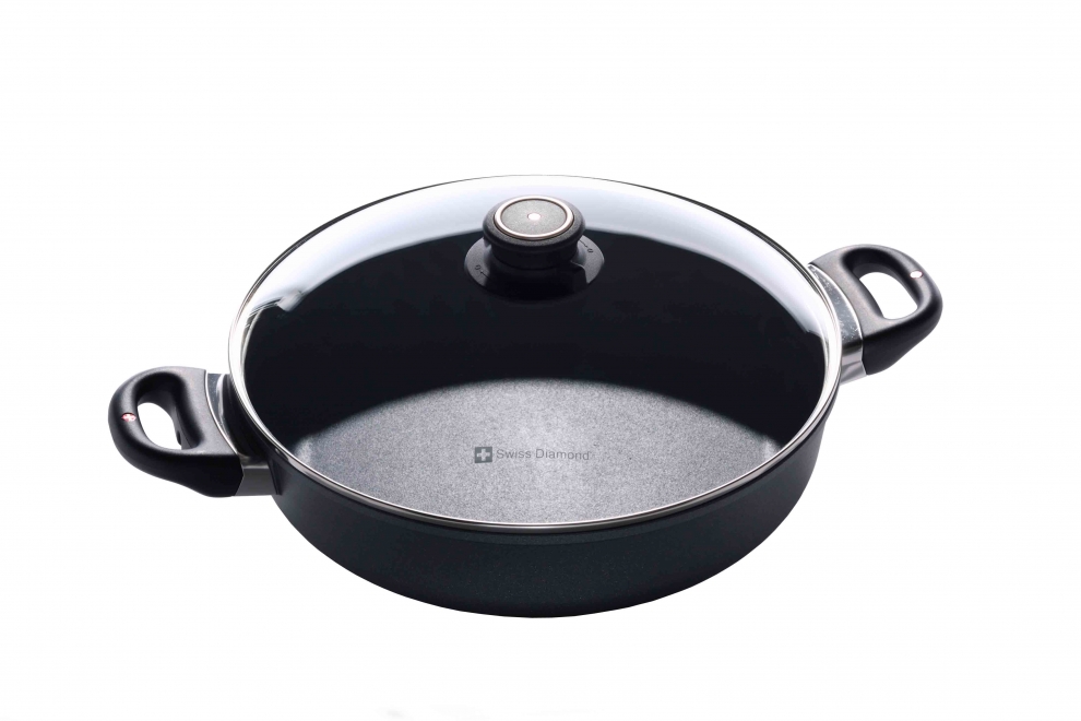 Sauteuse Swiss Diamond 28 cm avec anses et couvercle en verre. 3.5 L ...